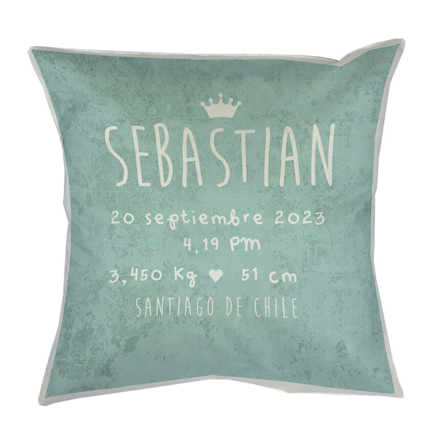 Cojín Bebé Turquesa Personalizado - TUYOPRINT